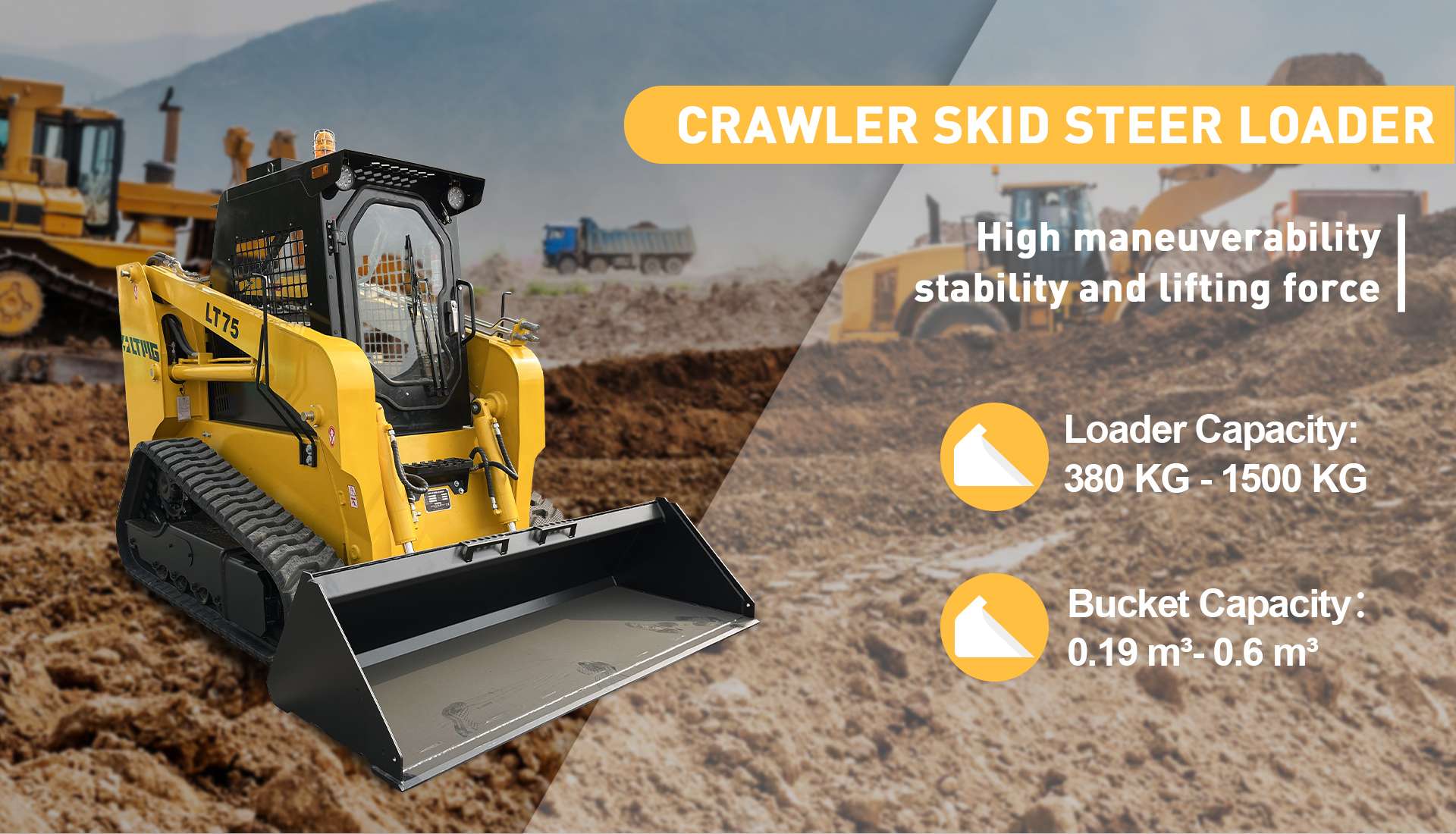 China Manufacturer of 1500KG Track Skid Steer Loader with Pilot